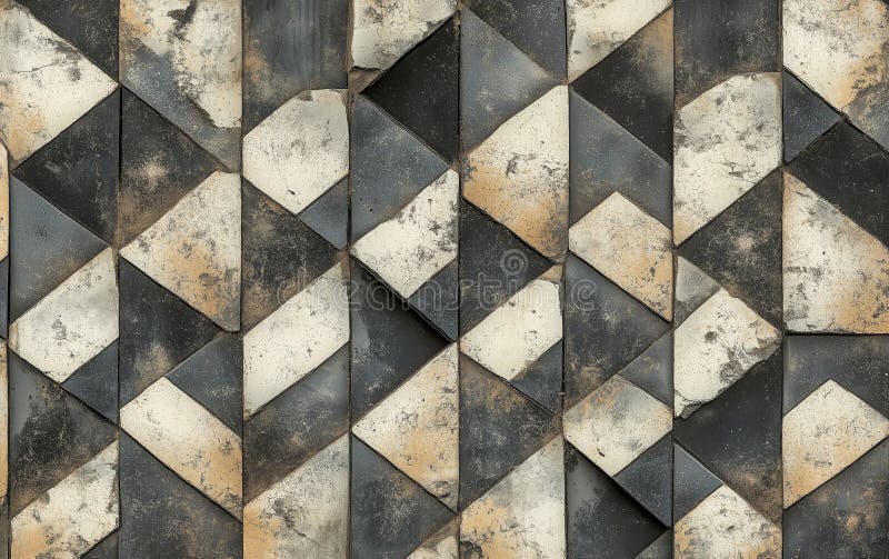 Diamond-shaped Blocks Form a Weathered Concrete Pattern in Muted Tones ...