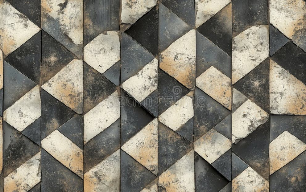 Diamond-shaped Blocks Form a Weathered Concrete Pattern in Muted Tones ...