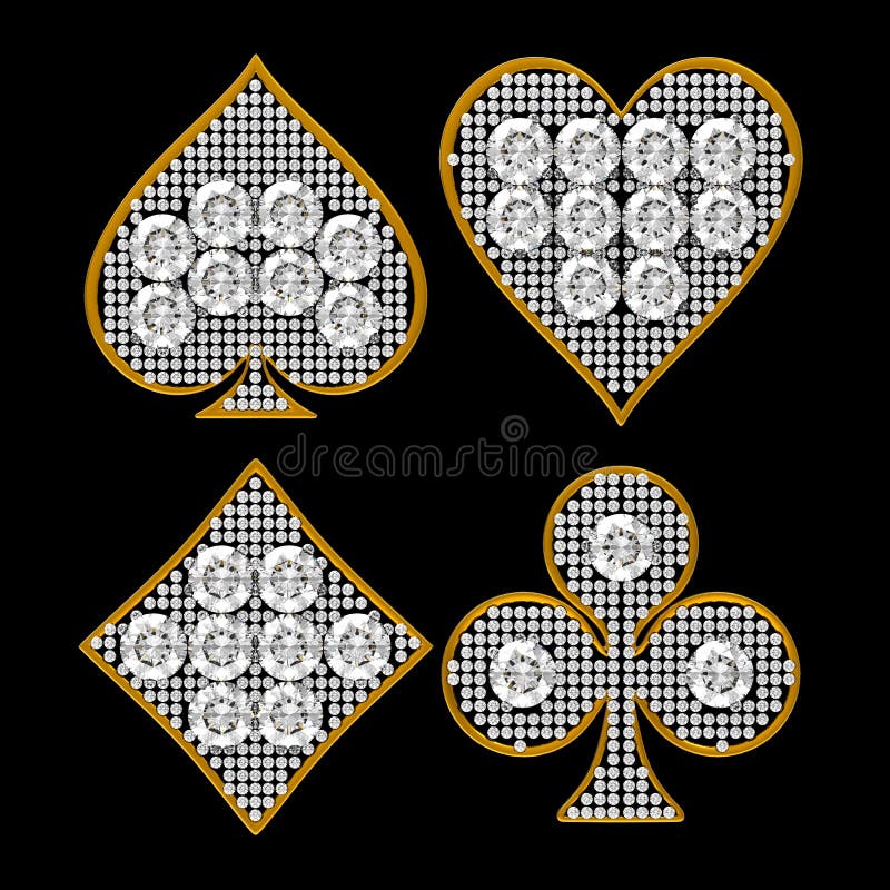 Diamond Shaped Card Suits Golden Framing Stock Illustrations – 6 ...