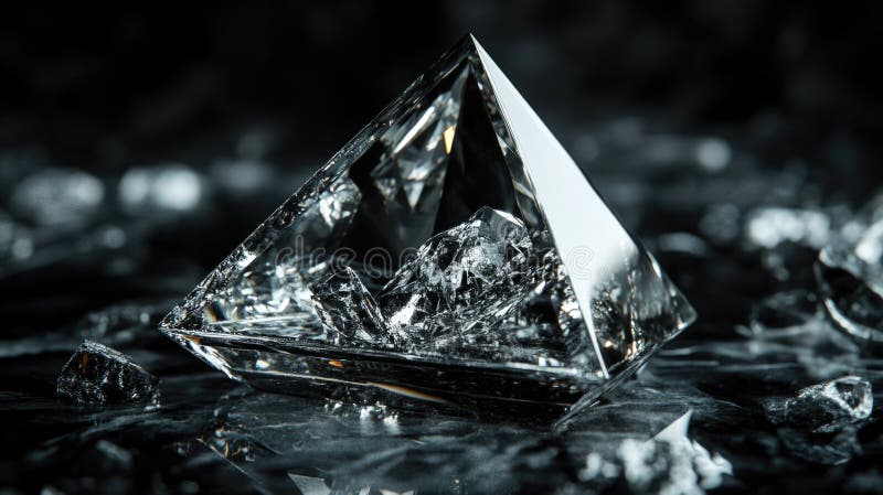 Diamond Shaped Crystal is Sitting on a Surface with Ice Stock Photo ...