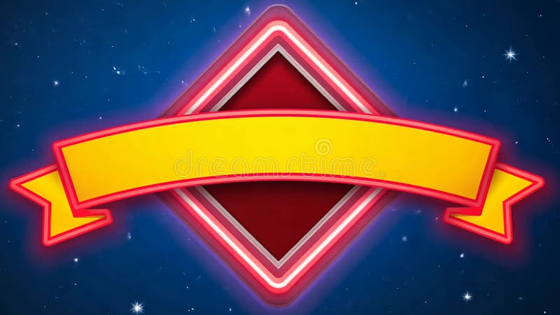 Diamond Shaped Design, Red Outline, Yellow Banner, Starry Night Cosmic ...