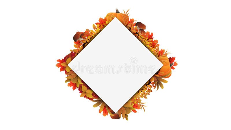A Diamond-shaped Frame of Autumn Leaves Around a White Empty Space ...