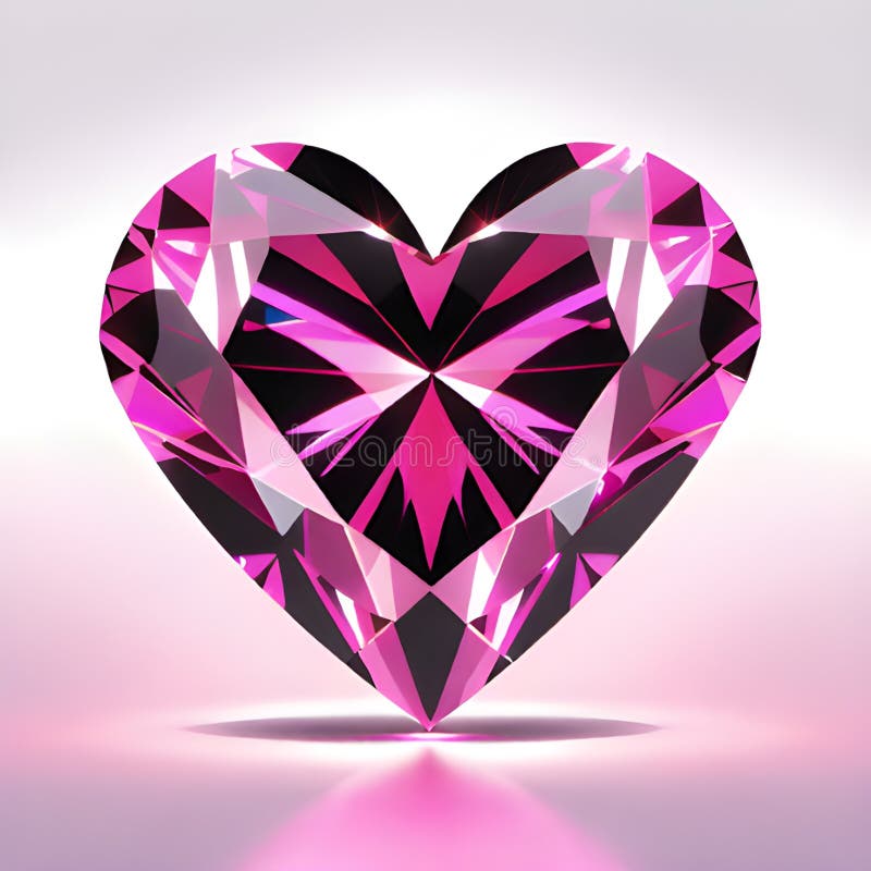 Diamond Shaped Heart with Pink Crystals Stock Illustration ...