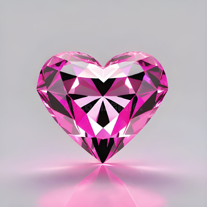 Diamond Shaped Heart with Pink Crystals Stock Illustration ...
