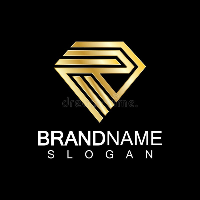 A Diamond Shaped Letter R Logo Design Isolated Black Background Stock ...