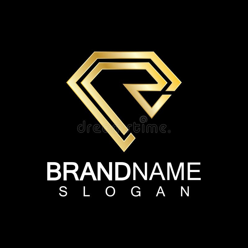 A Diamond Shaped Letter R Logo Design Isolated Black Background Stock ...