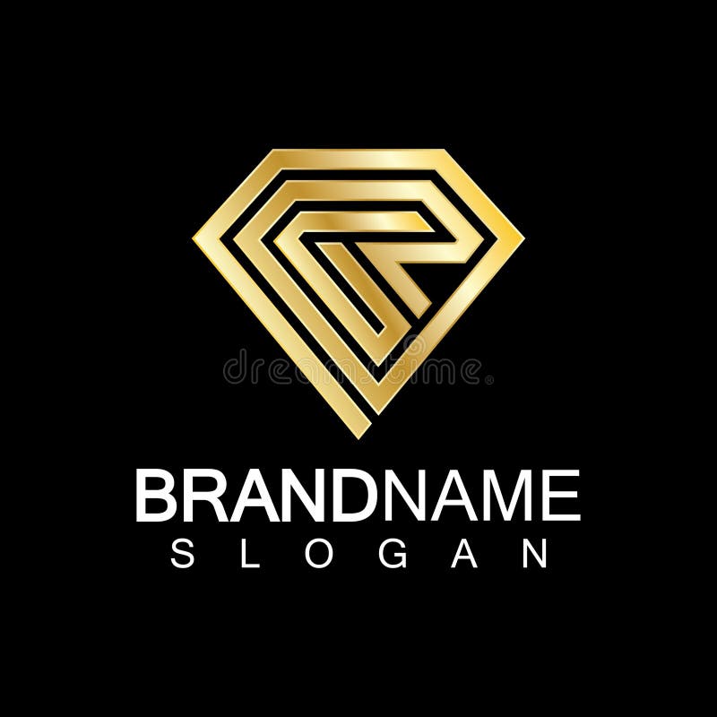 A Diamond Shaped Letter R Logo Design Isolated Black Background Stock ...