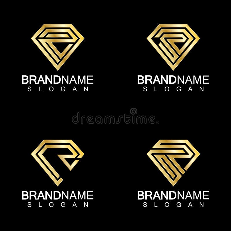 A Diamond Shaped Letter R Logo Design Isolated Black Background Stock ...