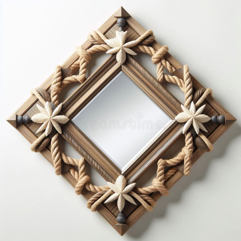 Diamond Shaped Mirror with a Rope Wrapped Frame in a Nautica in Stock ...