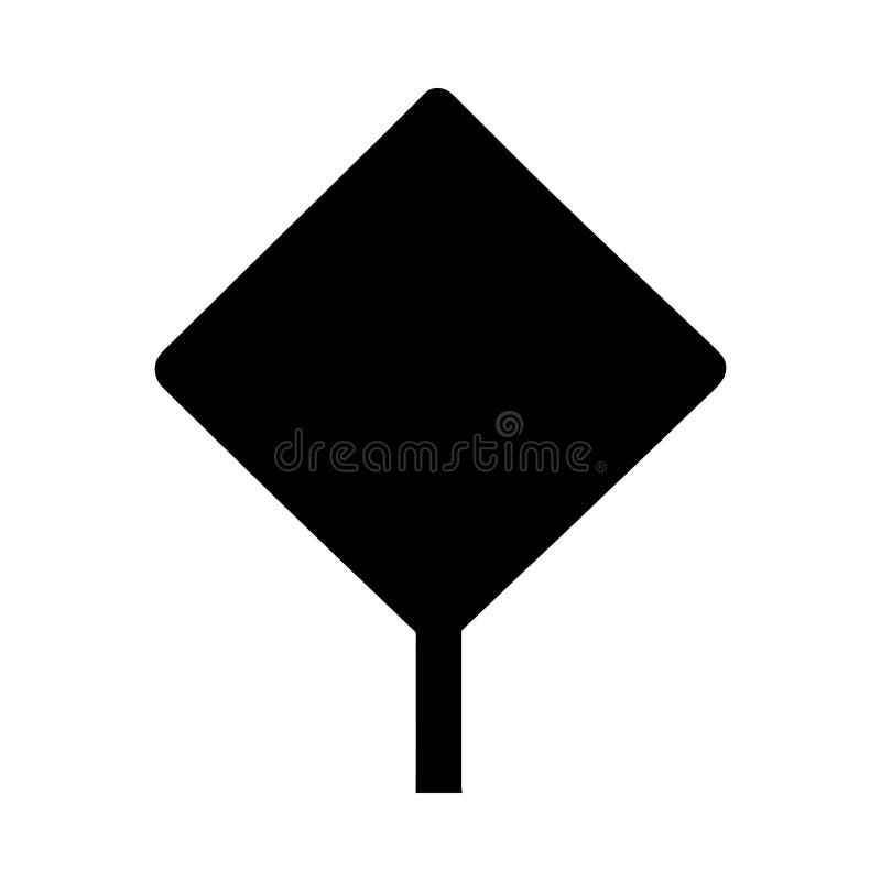 Diamond Shaped Road Sign Silhouette Stock Vector - Illustration of ...