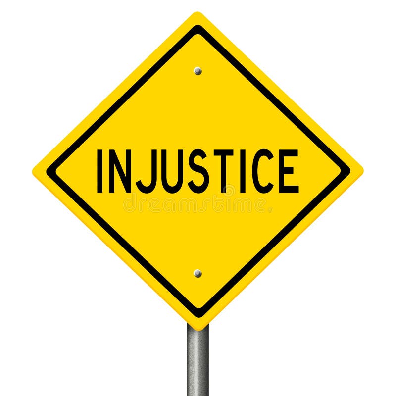 Rendering of a Yellow Highway Sign INJUSTICE Stock Illustration ...