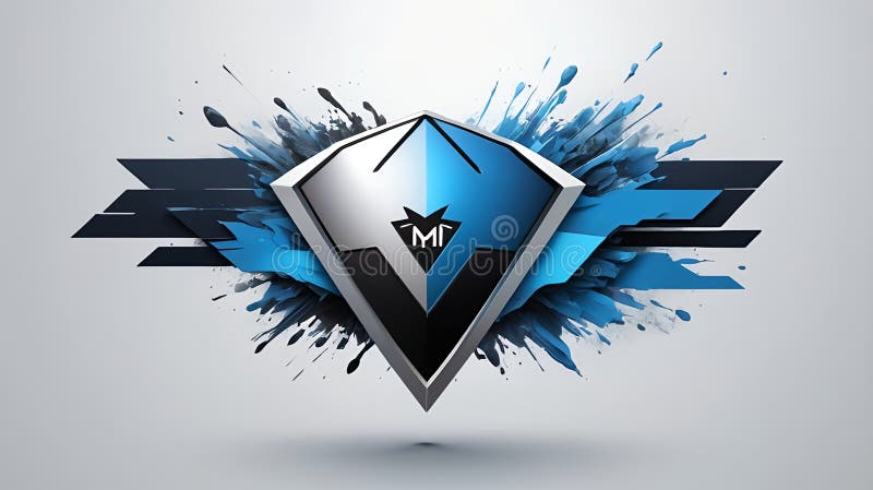 Diamond Shield with Blue Splatter Design Stock Illustration ...