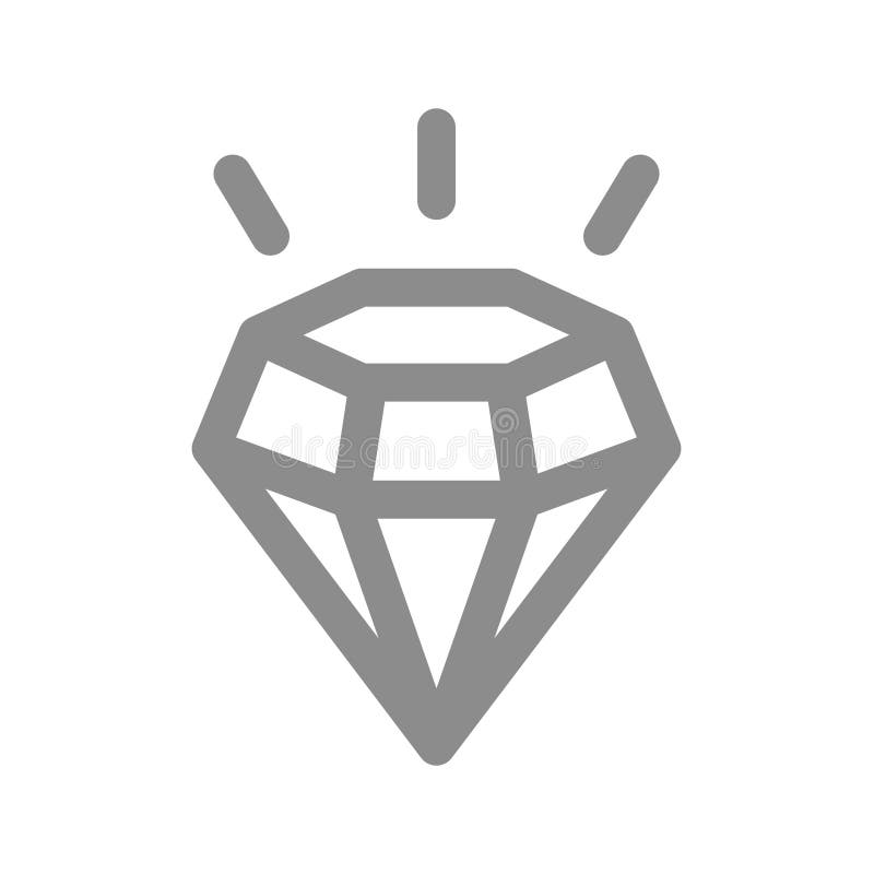 Diamond Shining Vector Line Icon Stock Vector - Illustration of sign ...
