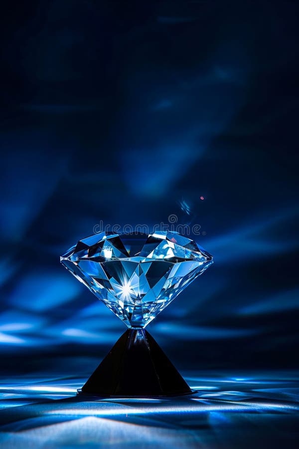 A Diamond is Shown in the Dark with Blue Light Stock Image - Image of ...