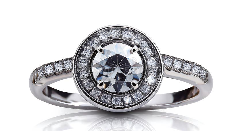 Diamond and Silver Ring and Separate Diamonds with White Background ...