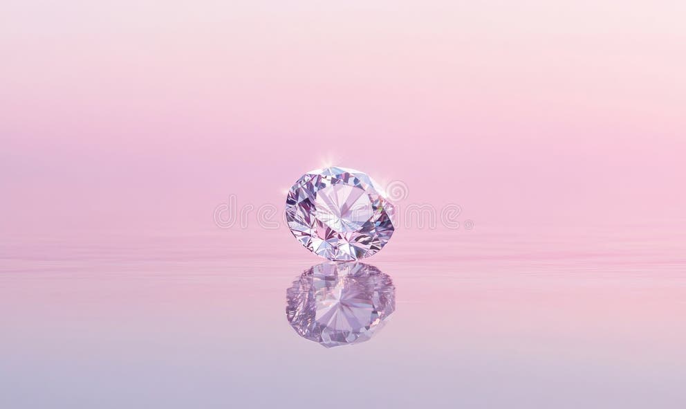 A Diamond is Sitting on a Pink Surface Stock Illustration ...