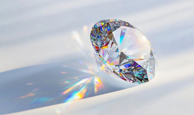 A Diamond is Sitting on a White Surface, Casting a Shadow Stock ...