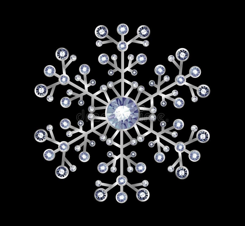 Snowflake Made of Precious Stones on Black Background Stock Vector ...