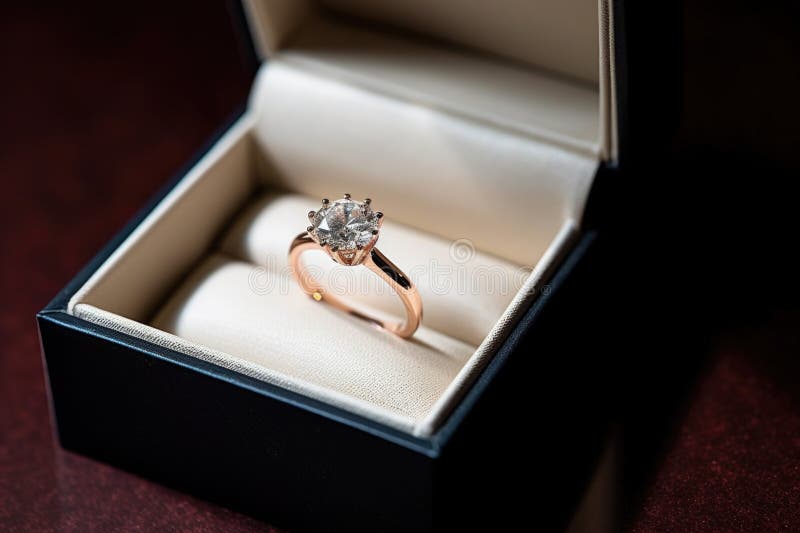 A Diamond Solitaire Engagement Ring in a Box Stock Illustration ...