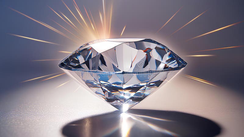 The Diamond Sparkles and Emits Rays. Diamond on a Light Surface, Close ...
