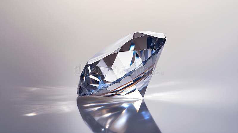 The Diamond Sparkles and Emits Rays. Diamond on a Light Surface, Close ...