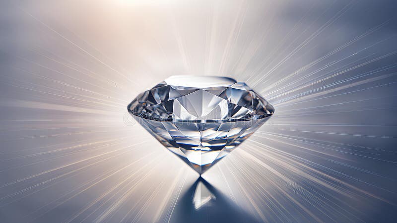 The Diamond Sparkles and Emits Rays. Diamond on a Light Surface, Close ...