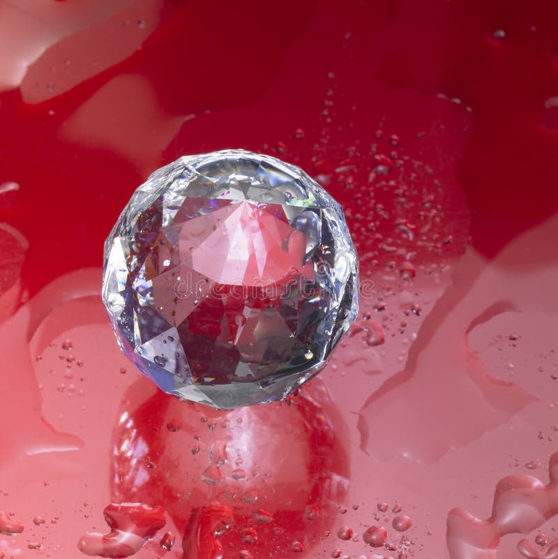Diamond Sphere in Red Wet Ambiance Stock Photo - Image of focus ...