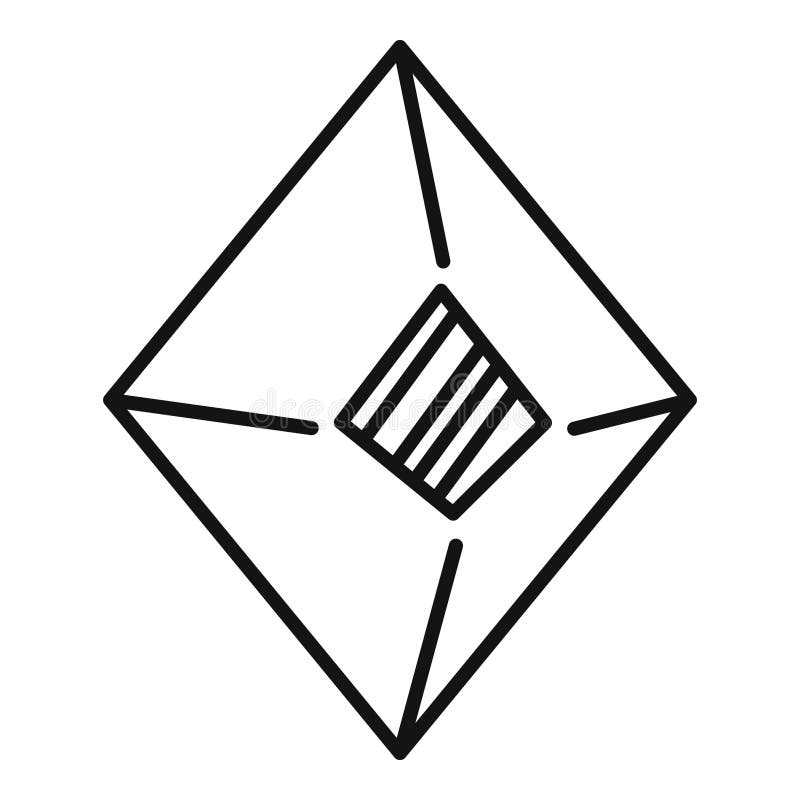 Diamond with Square Facets Shining Brightly Line Art Icon Stock ...