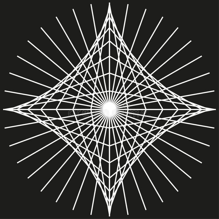Diamond Star Shape. Radiating Line Pattern. Central Glowing Core ...