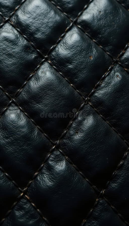 Diamond Stitched Black Leather Texture Close Up View , Material ...