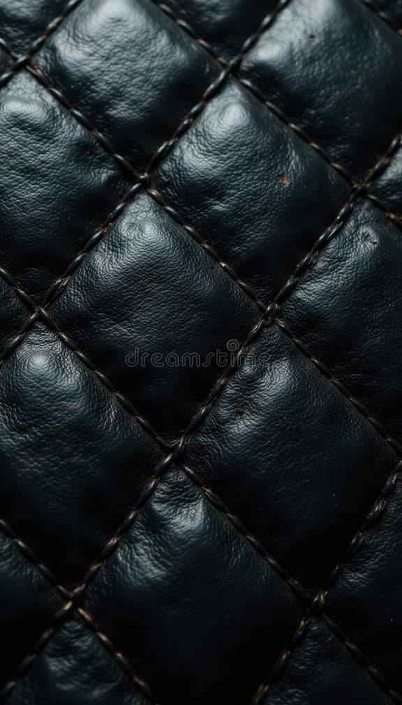 Diamond Stitched Black Leather Texture Close Up View , Material ...
