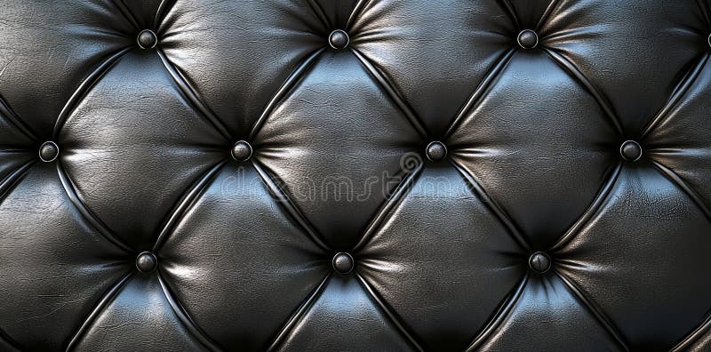 Elegant Black Leather Upholstery Diamond Pattern Buttons Stock Photos ...