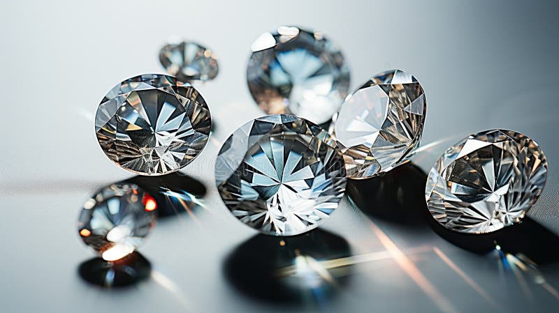 Diamond Stones of Different Cuts and Sizes on Light Background with ...