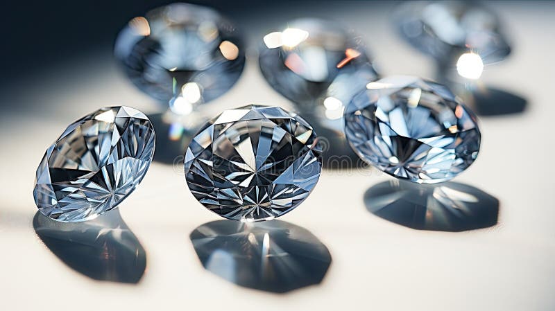 Diamond Stones of Different Cuts and Sizes on Light Background with ...