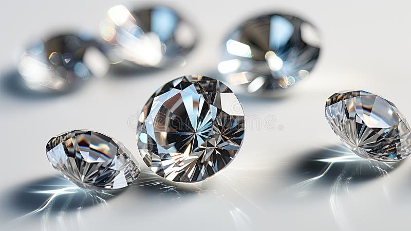 Diamond Stones of Different Cuts and Sizes on Light Background with ...