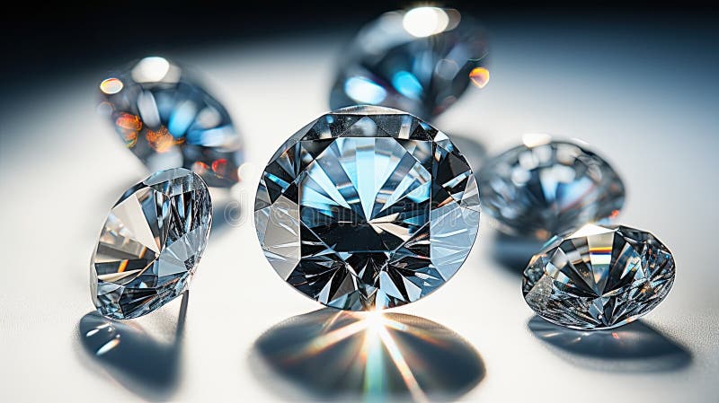 Diamond Stones of Different Cuts and Sizes on Light Background with ...
