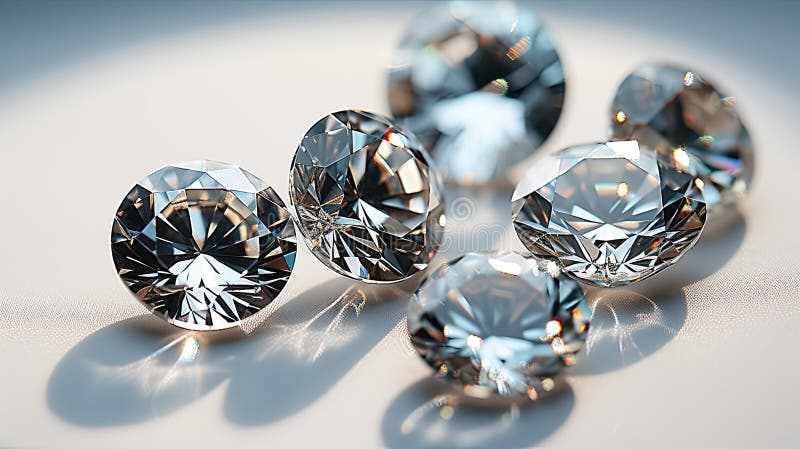 Diamond Stones of Different Cuts and Sizes on Light Background with ...