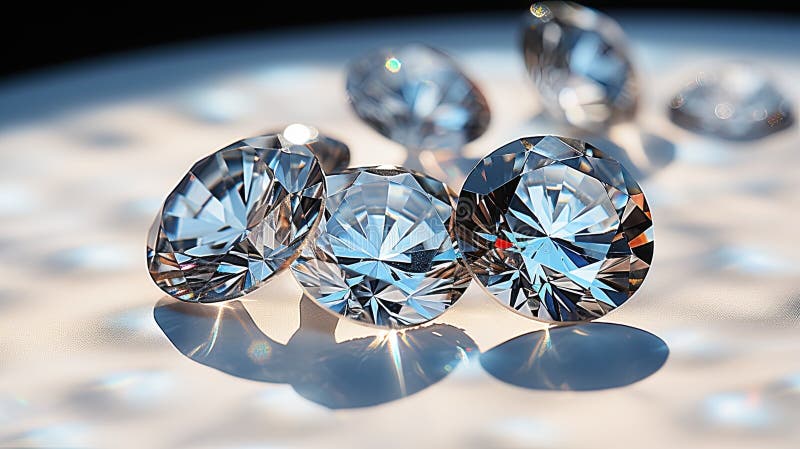 Diamond Stones of Different Cuts and Sizes on Light Background with ...