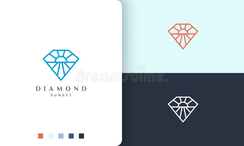 Diamond Sun or Beach Logo in Simple Line Art and Modern Style Stock ...