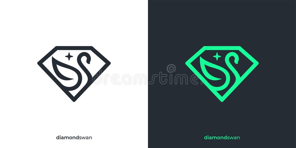 Simple Diamond Swan Logo. Diamond and Swan Icon Graphic Stock Vector ...
