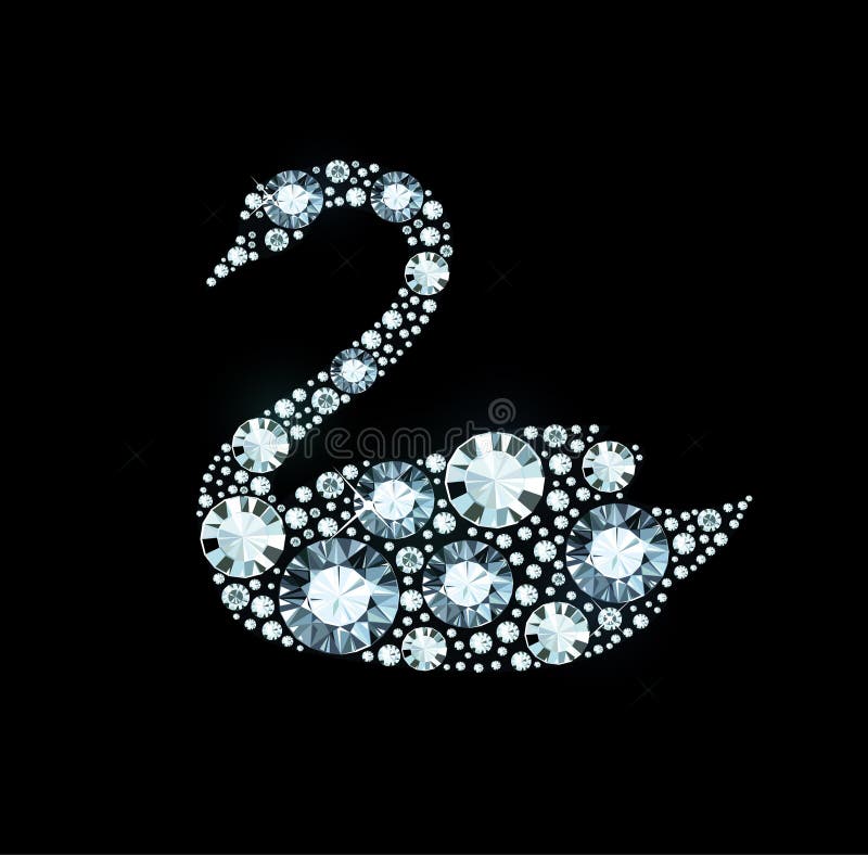 Diamond Swan Silhouette stock vector. Illustration of blue - 69163975