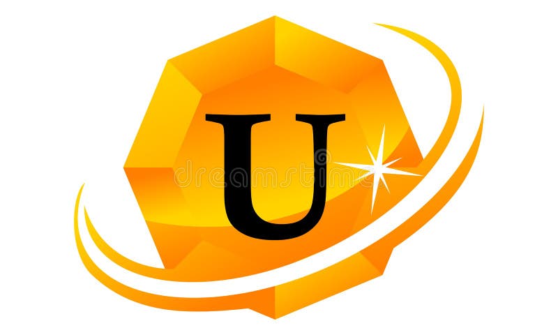 Diamond Swoosh Initial U stock vector. Illustration of precious - 83971353