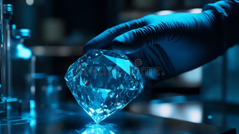 A Diamond is the Target of a Gloved Hand in a High-tech Setting. Stock ...