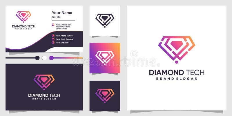 Diamond Tech Logo with Simple and Unique Line Art Style Premium Vector ...