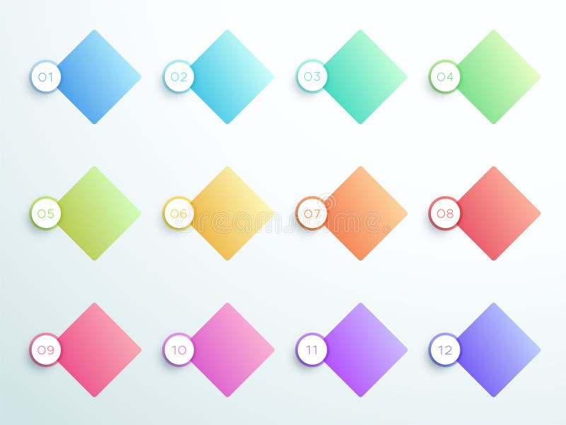Diamond Text Boxes Numerado 1 Al Vector 12 Ilustración del Vector ...