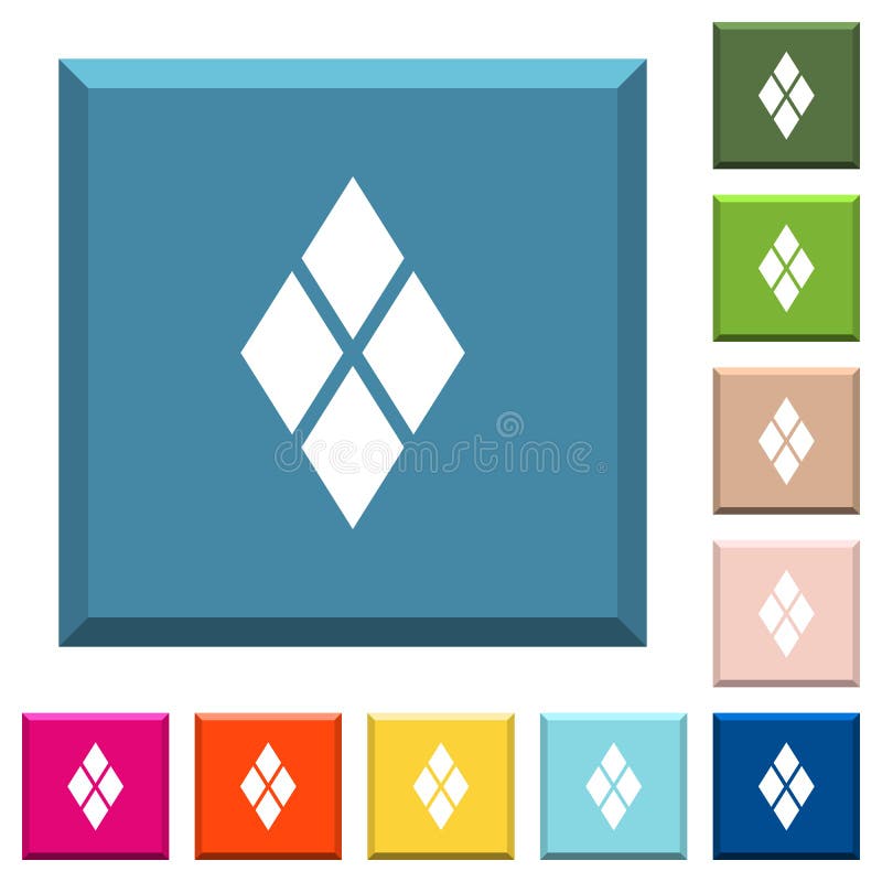 Diamond Tile Pattern White Icons on Edged Square Buttons Stock Vector ...