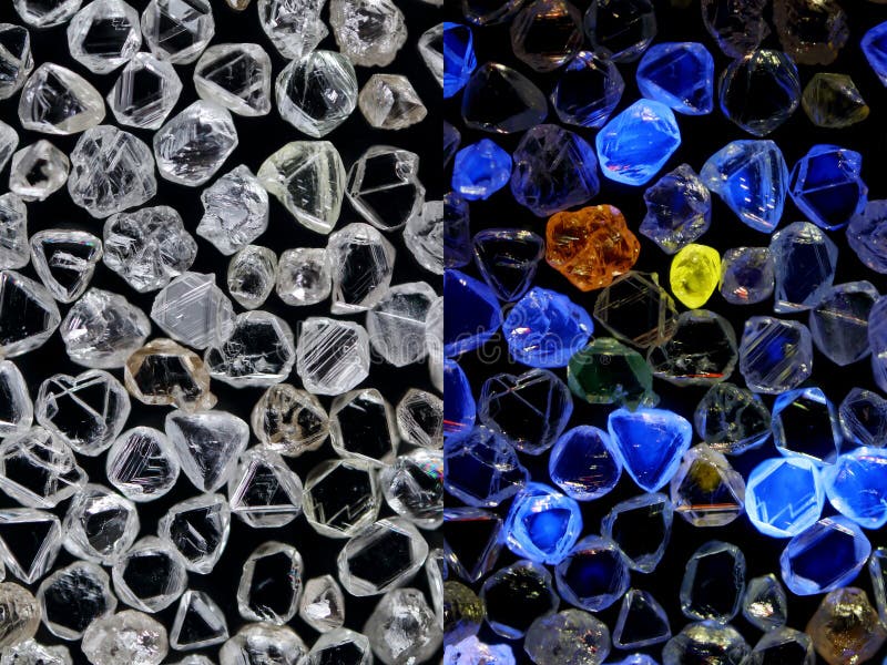 Diamond Under Visible and UV Light Stock Image - Image of gemology ...