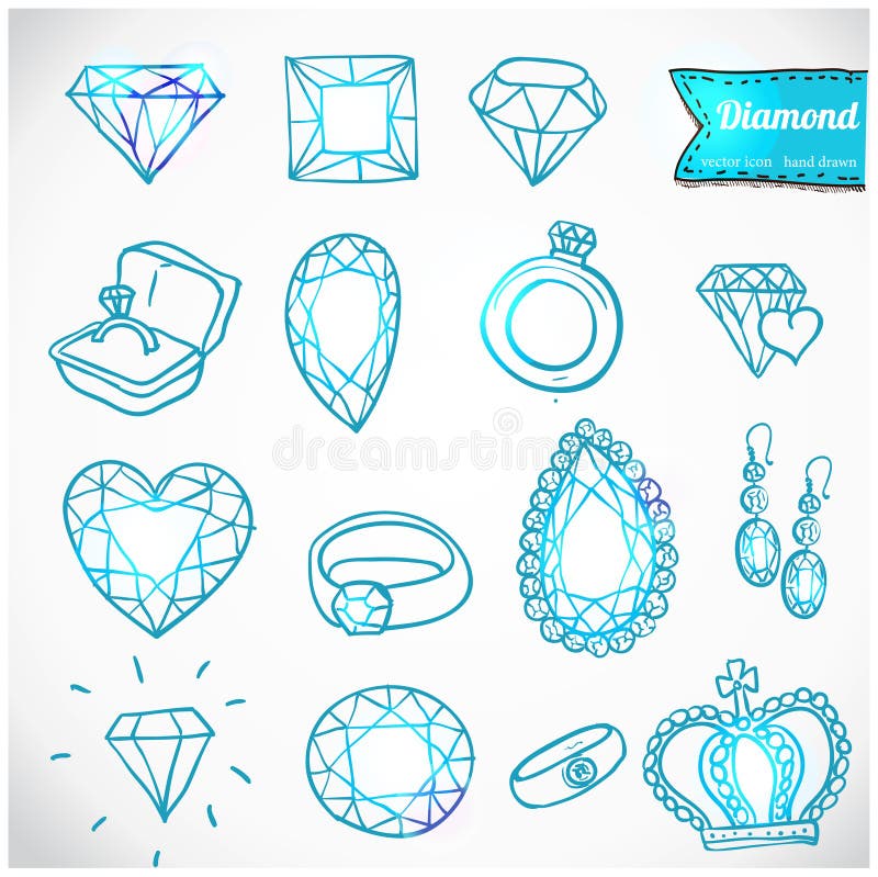 Diamond, Gem Stone, Jewel Icons Shape Set Isolated Vector Illustration ...
