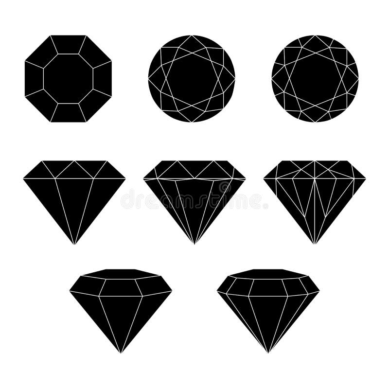 Diamond, Gem Stone, Jewel Icons Shape Set Isolated Vector Illustration ...