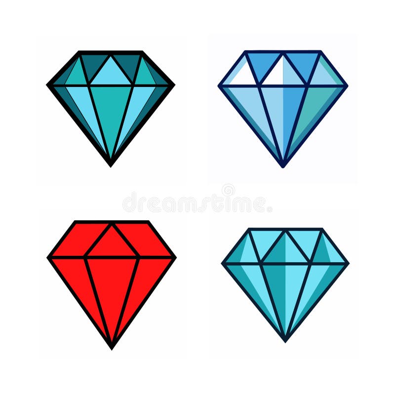 Diamond Vector Illustration Icon Set. Stock Illustration - Illustration ...